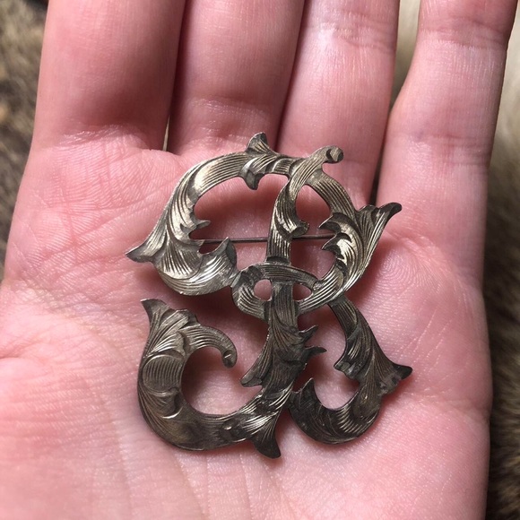 Jewelry | Vintage Sterling Silver Mexican Initial B Scroll Cursive Pin ...
